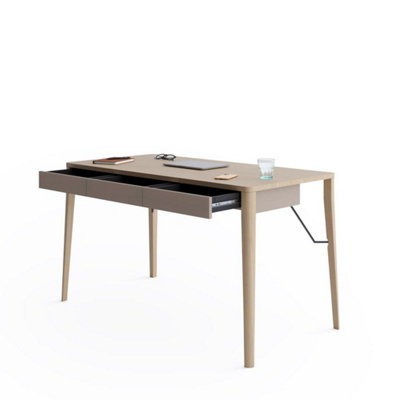 Stylish Beige & Light Oak Desk H770mm W1390mm D710mm - Modern Design ...