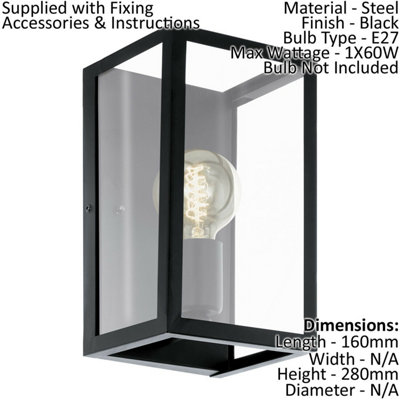 Stylish Black Glass Box Ceiling Pendant Light with Matching Wall ...