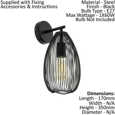 Stylish Black Steel LED Wall Light with Wire Cage Design for Modern Spaces