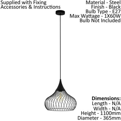 Stylish Black Steel Wire Hanging Pendant Light for Hallway - 1 x 60W E27