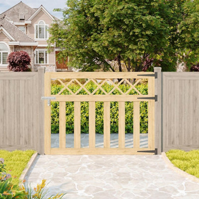 Stylish Cross Top Wooden Pedestrian Gate for Outdoor Spaces 120cm W x ...
