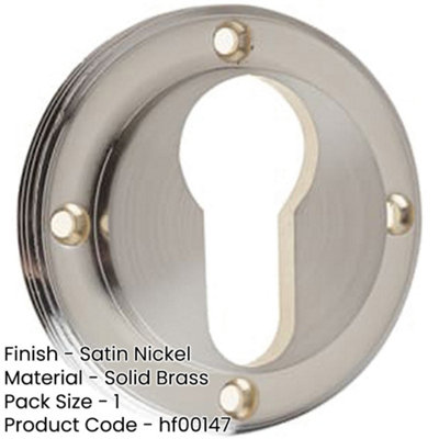 Stylish Euro Profile Escutcheons in Satin Nickel Finish - Solid Brass ...
