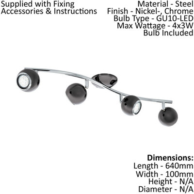 Stylish Flush 4 Spot Ceiling Light in Nickel Chrome with GU10 Bulbs