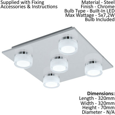 Stylish Flush Ceiling Light with Chrome Finish and Dimmable LED Bulbs