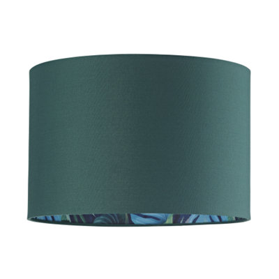 Stylish Forest Green Cotton Fabric Lamp Shade with Inner Jungle Palm ...