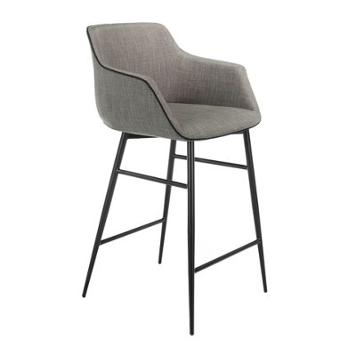 STYLISH GREY FABRIC STOOL WITH ARMRESTS