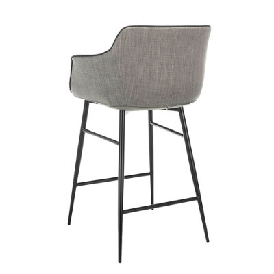 Stylish Grey Fabric Stool with Armrests