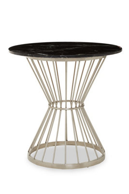Stylish Hourglass Dining Table with Black Marble & Silver Base ...