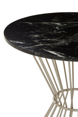 Stylish Hourglass Dining Table with Black Marble & Silver Base ...
