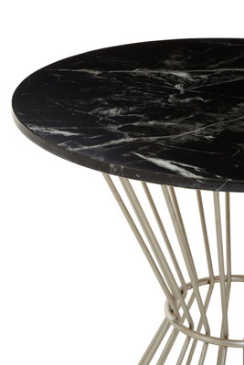 Stylish Hourglass Dining Table with Black Marble & Silver Base ...