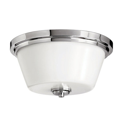 Stylish IP44 2 Bulb Flush Light with Opaque Glass and Polished Chrome ...