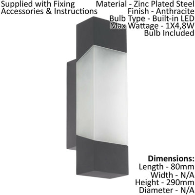 Stylish IP44 Outdoor Wall Light in Anthracite - 4.8W Built-in LED for ...