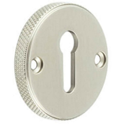 Stylish Knurled Keyway Escutcheon in Satin Nickel for Elegant Doors ...
