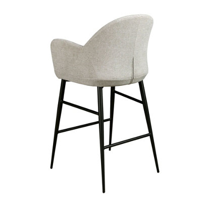 Stylish Light Grey Fabric Stool with Armrests