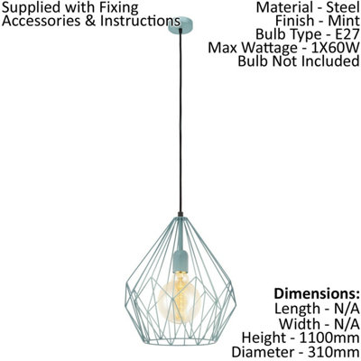 Stylish Mint Wire Cage Hanging Pendant Light for Hallways