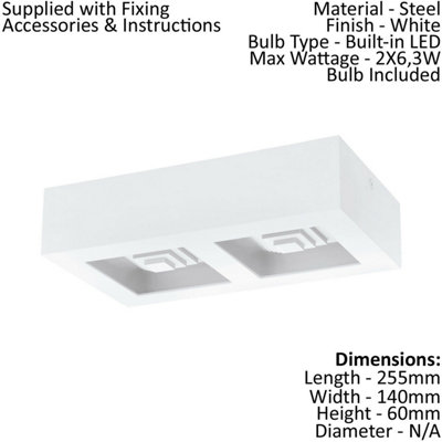 Stylish Modern White Box Wall and Ceiling Light with Built-in LED