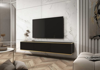 Stylish Oro Floating TV Cabinet H300mm W1750mm D320mm in Black - Chic ...