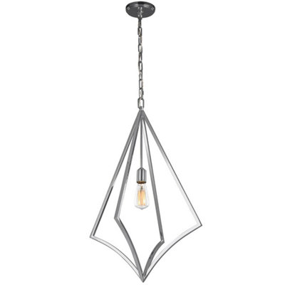 Stylish Outdoor 1 Bulb Ceiling Pendant Light in Polished Chrome with ...