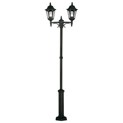 Stylish Outdoor IP44 2 Bulb Twin Lamp Post with LED E27 Fitting in Black