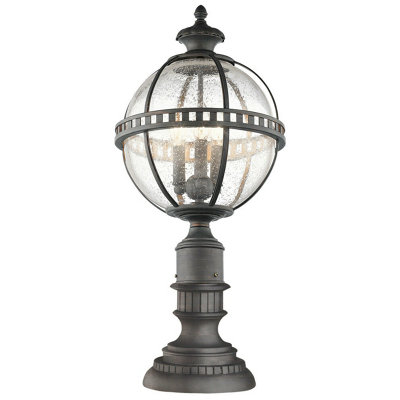 Stylish Outdoor IP44 3 Bulb LED Pedestal Light in Londonderry Finish