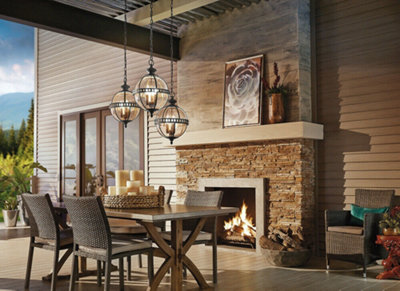 Stylish Outdoor IP44 3 Bulb LED Pedestal Light in Londonderry Finish