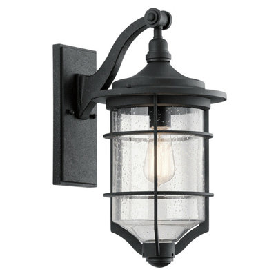 Stylish Outdoor IP44 Wall Light in Distressed Black with LED E27 Bulb ...