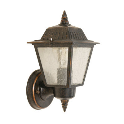 Stylish Outdoor IP44 Weathered Bronze Wall Light with LED E27 Bulb