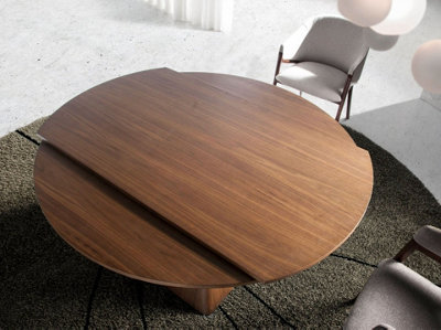 Stylish Round Walnut Extending Dining Table for Modern Homes