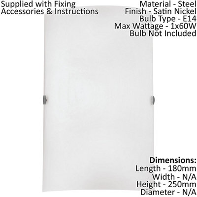 Stylish Satin Nickel Wall Light with E14 Bulb and White Glass Shade