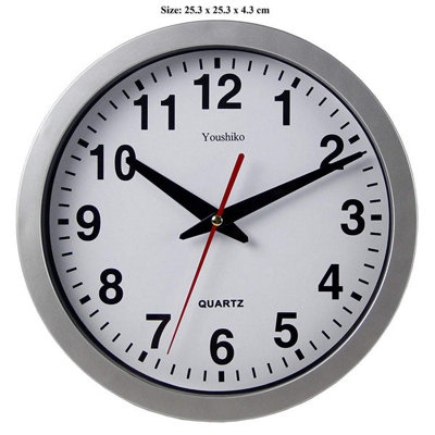 Stylish Silver & White Bold Classic Quartz Wall Clock Non Ticking ...