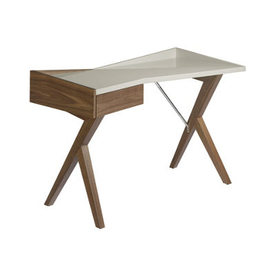 Stylish Walnut Desk with Grey MDF Top for Modern Offices