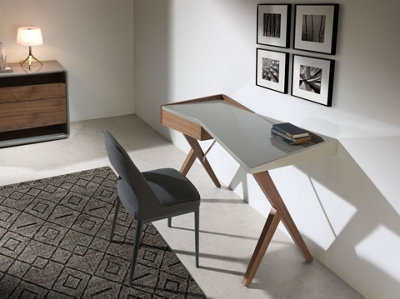 Stylish Walnut Desk with Grey MDF Top for Modern Offices