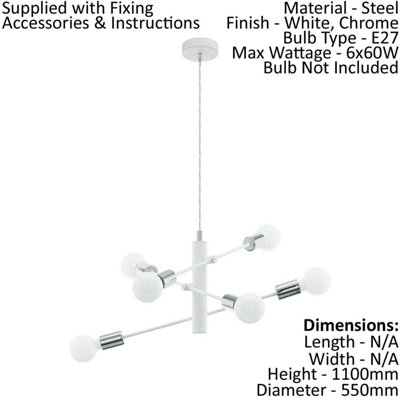 Stylish White Chrome Pendant Ceiling Light with Criss Cross Design ...