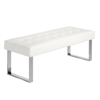 Stylish White Leatherette Bench for Modern Bedrooms
