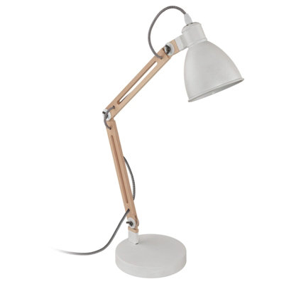 Stylish White Table Desk Lamp with Moveable Shade and Red Cable