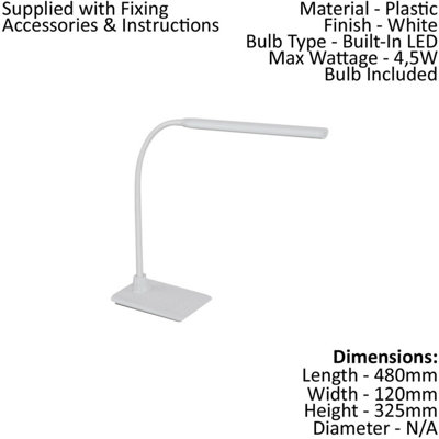 Stylish White Table Lamp with Touch Control and Dimmable LED Bulb
