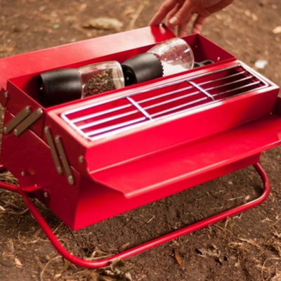 Suck UK Stainless Steel BBQ Grill Tool Box Red