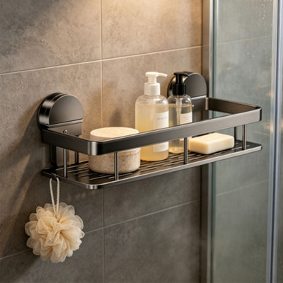 Suction Cup Bathroom Organizer Shelf, Single Layer Rectangular Shower ...