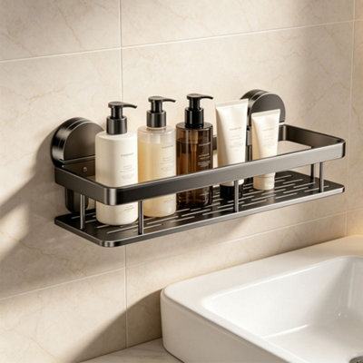 Suction Cup Bathroom Organizer Shelf, Single Layer Rectangular Shower ...