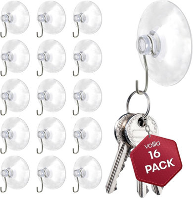Suction Hooks Reusable Suction Cup Multipurpose Hooks for Bathroom Christmas Lights Wreath Holders 16 Pack