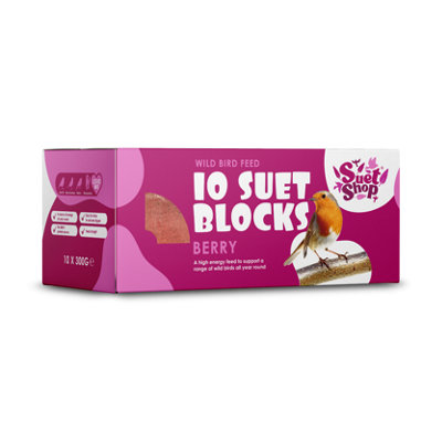 Suet Shop Berry Flavoured Suet Blocks Wild Bird Food 3kg (Pack of 10)