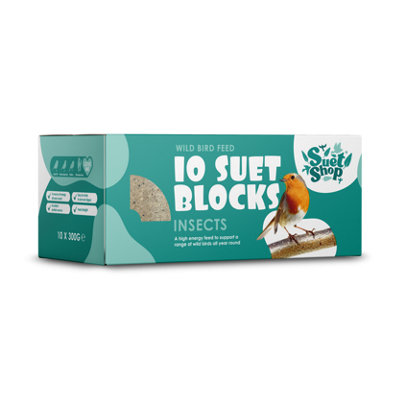 Suet Shop Insect Flavoured Suet Blocks Wild Bird Food 3kg (Pack of 10)