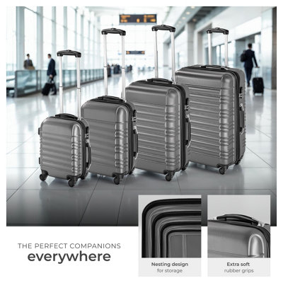 Suitcase Set of 4 ABS Hard Shell Luggage Travel Trolley 4 Wheel ...