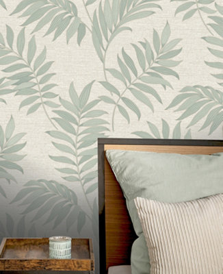 Sumatra Palm Leaf Green Wallpaper | DIY at B&Q