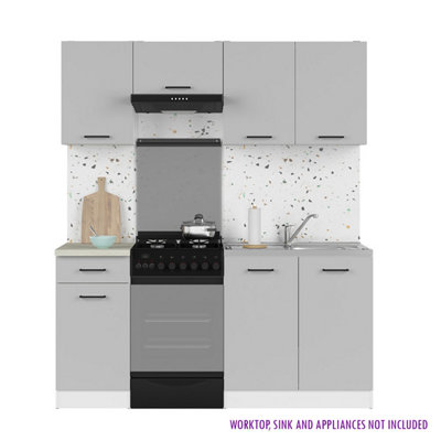 Summer 5 Unit Kitchen Cabinets Set 180cm - Light Grey Gloss