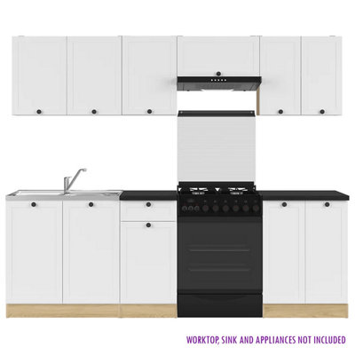 Summer 7 Unit Kitchen Cabinets Set 230cm - Bernstein Oak / White