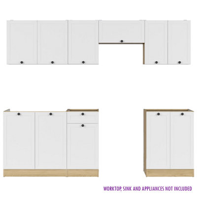 Summer 7 Unit Kitchen Cabinets Set 230cm - Bernstein Oak / White