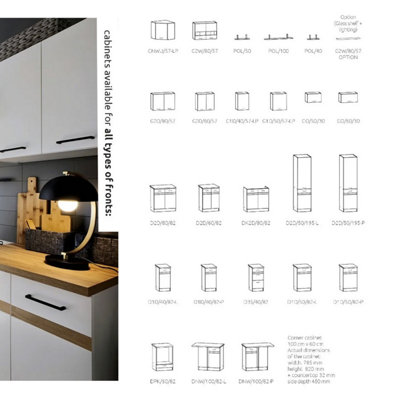 Summer 7 Unit Kitchen Cabinets Set 230cm - Chalk White Gloss