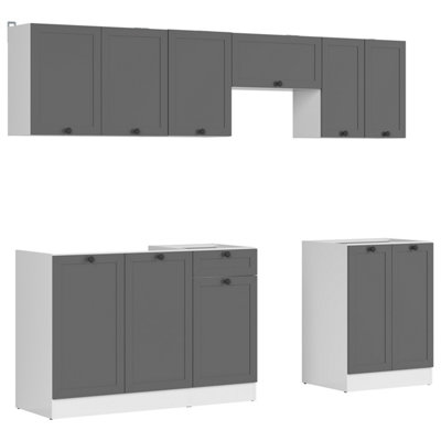 Summer 7 Unit Kitchen Cabinets Set 230cm - Graphite | DIY at B&Q