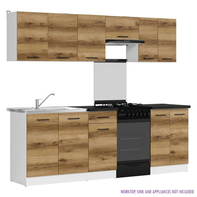Summer 7 Unit Kitchen Cabinets Set 230cm - Light Delano Oak